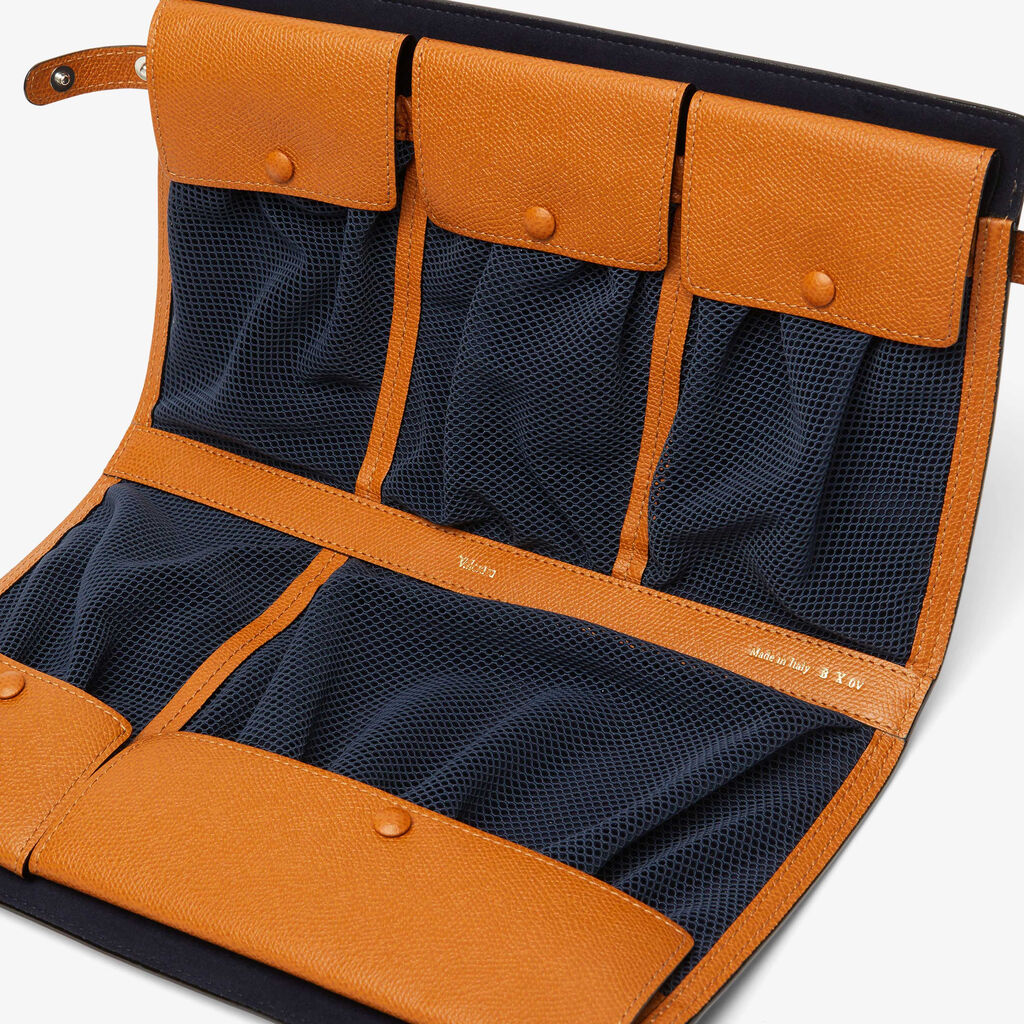 Brown Leather travel folding cable organizer | Valextra