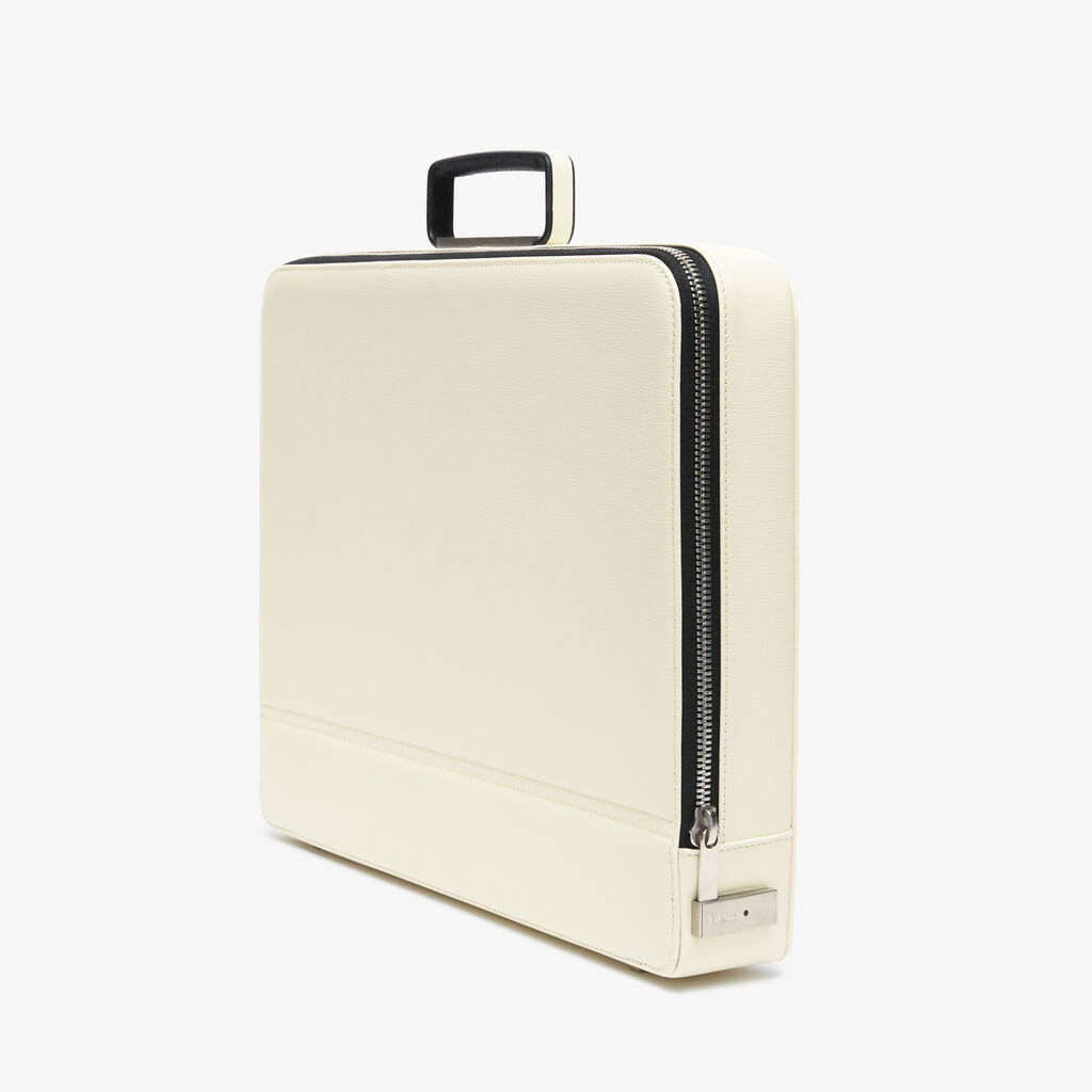 White Leather Medium Briefcase with zip | Valextra Premier