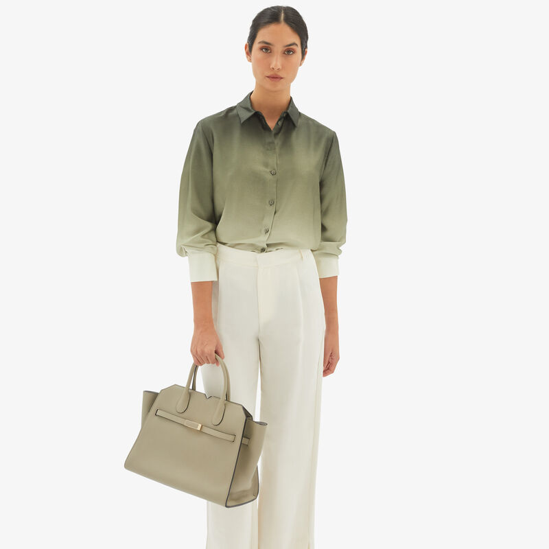 Valextra Milano bag: Luxury structured two handles leather purse