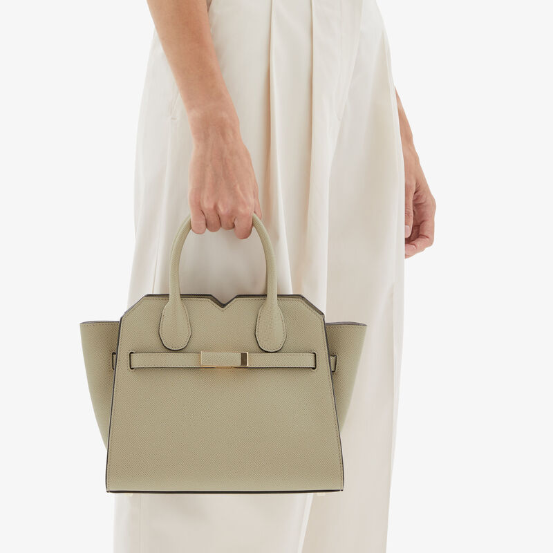 Valextra Milano bag: Luxury structured two handles leather purse