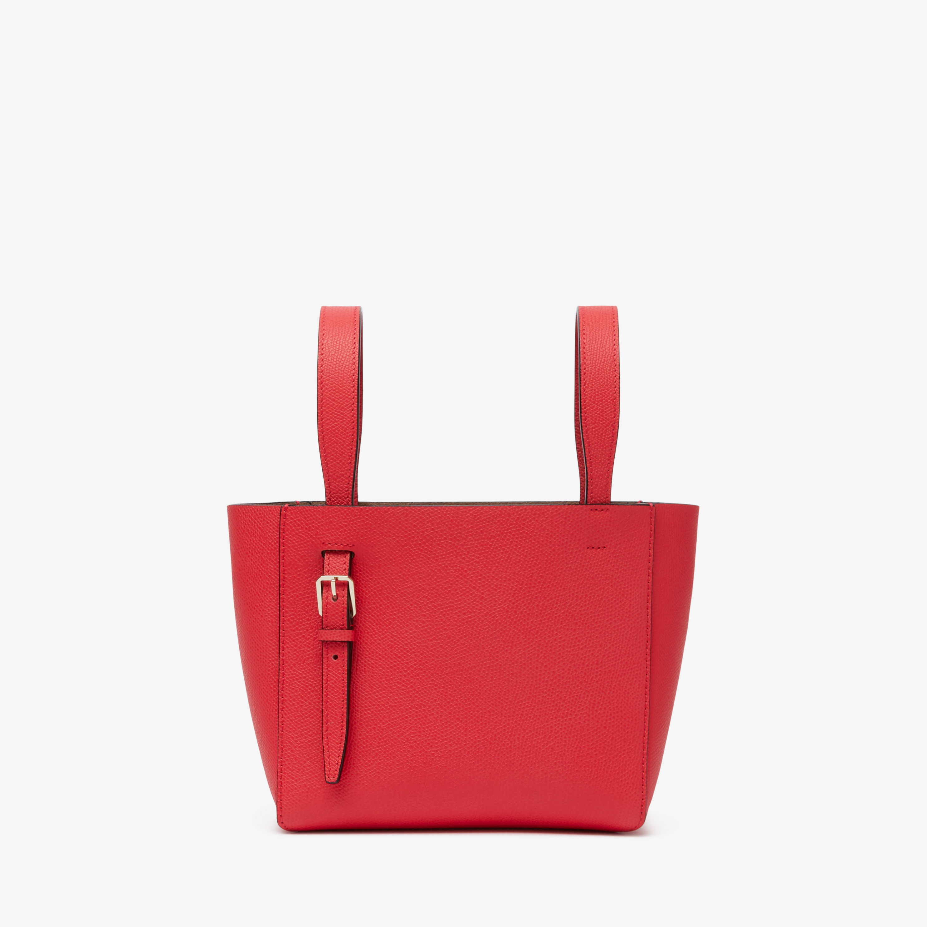 Women's Red Luxury Grained Leather bucket bag | Valextra Soft