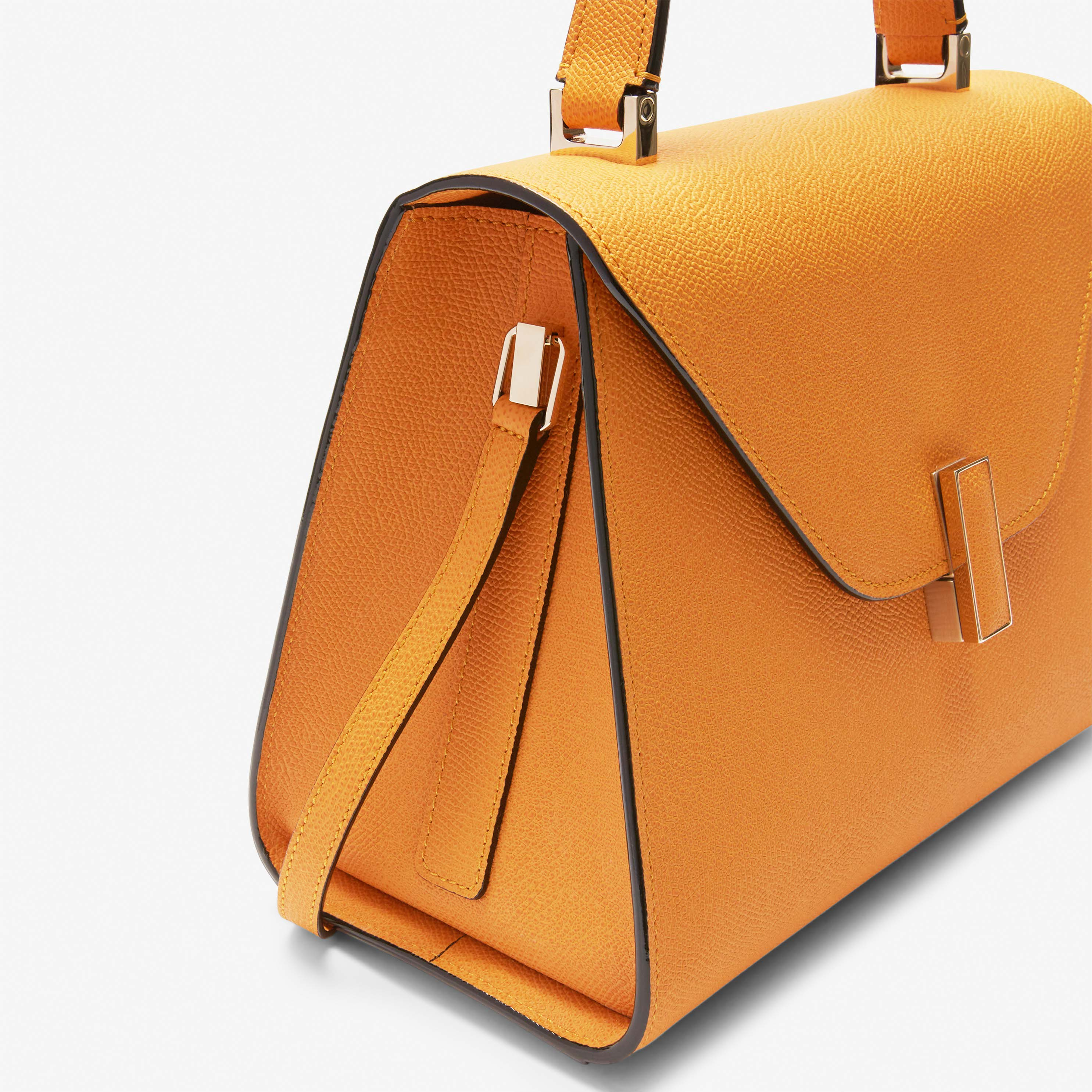 Yellow Leather Medium top hand bag with strap | Valextra Iside