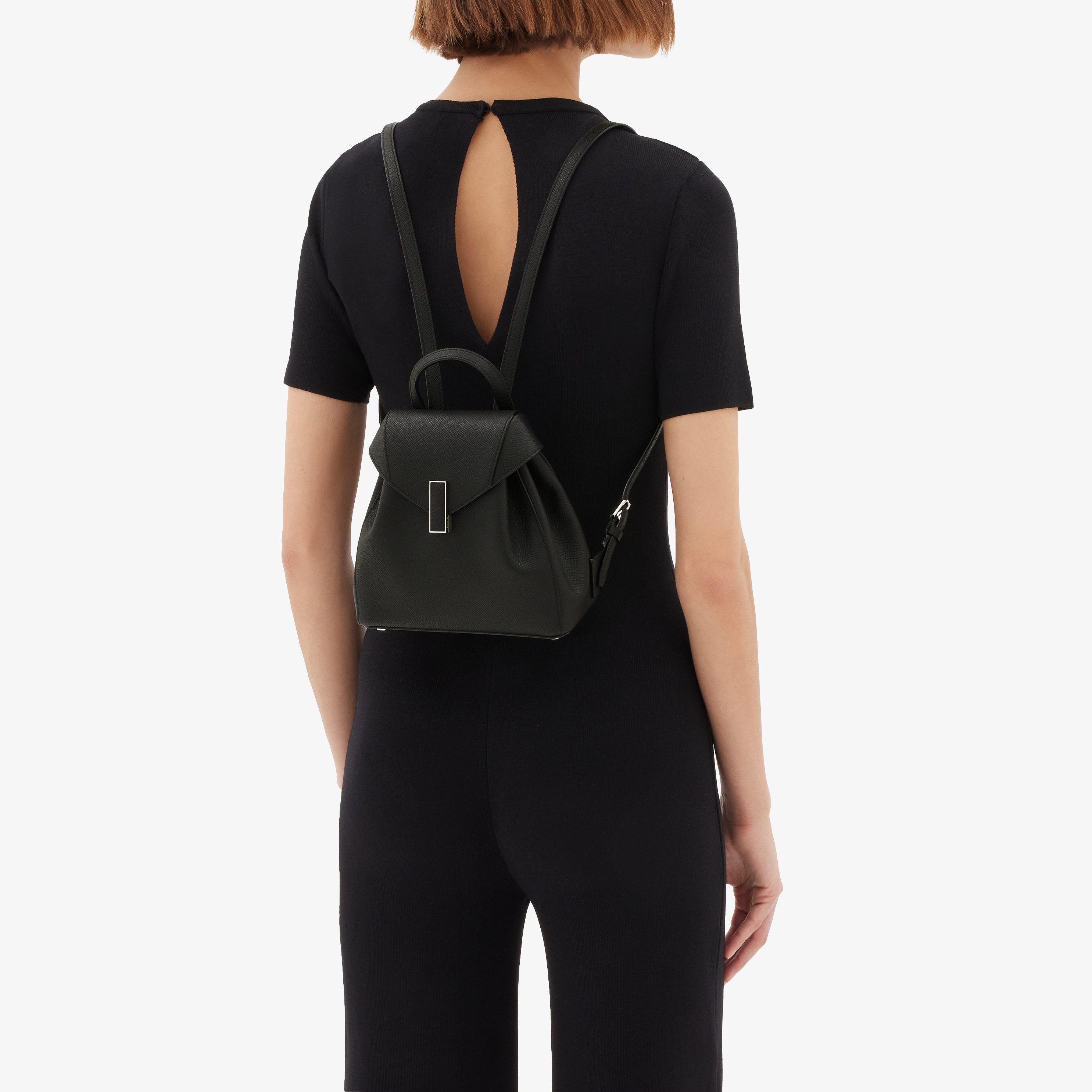 Women's Black Leather Luxury backpack mini | Valextra Iside