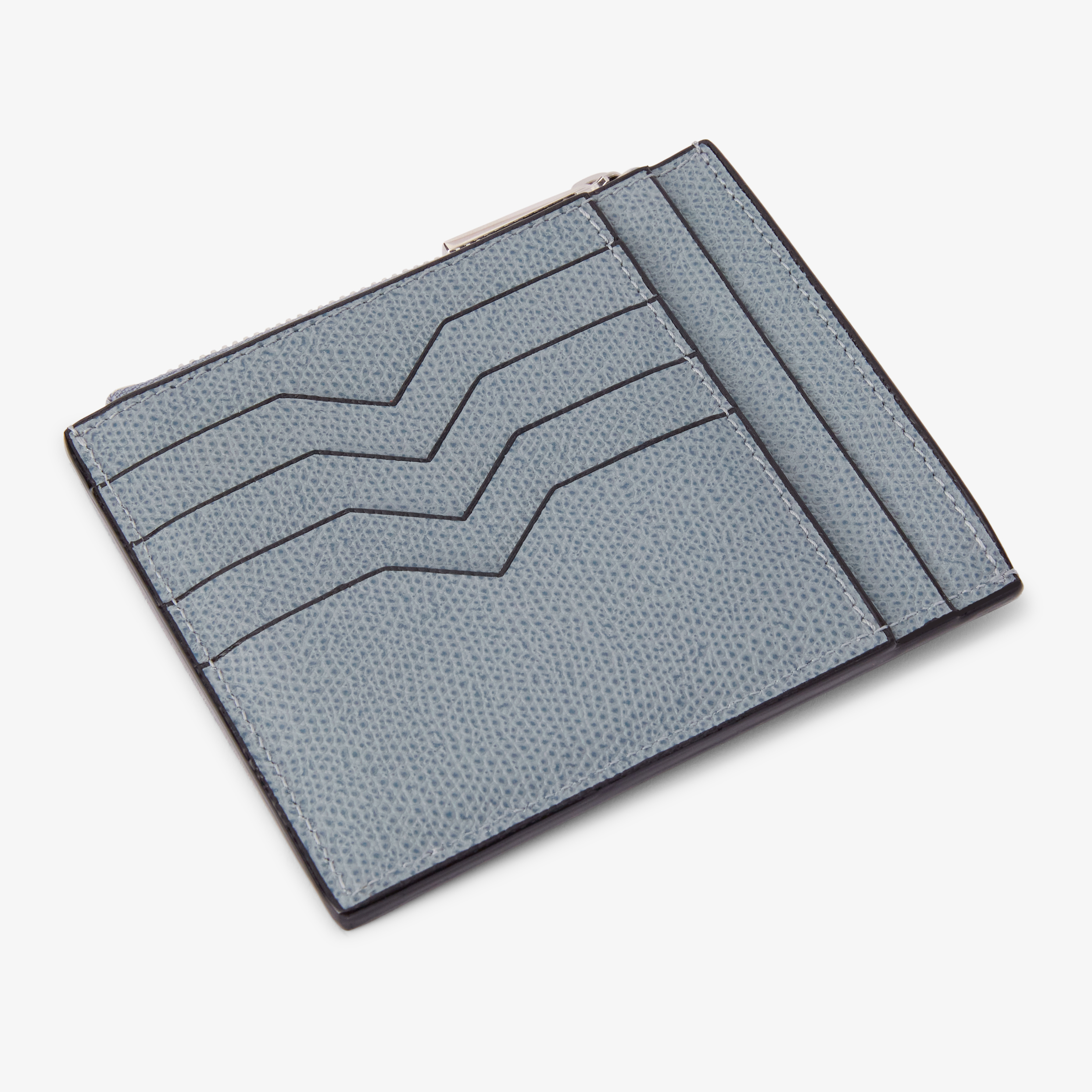 Azure Grained Leather Luxury Card Holder with Zip | Valextra