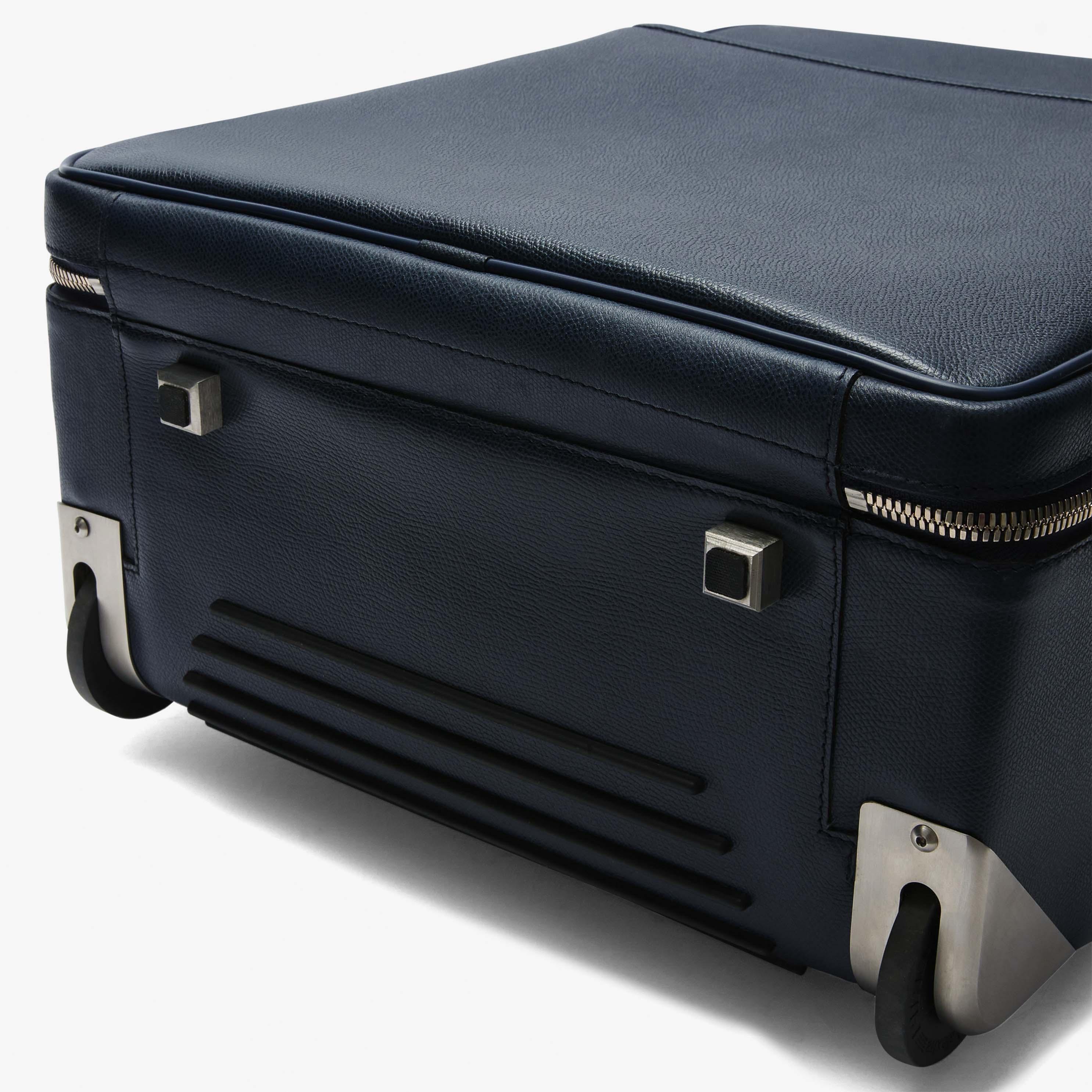 Valextra V-Line: Blue Leather Large Trolley suitcase