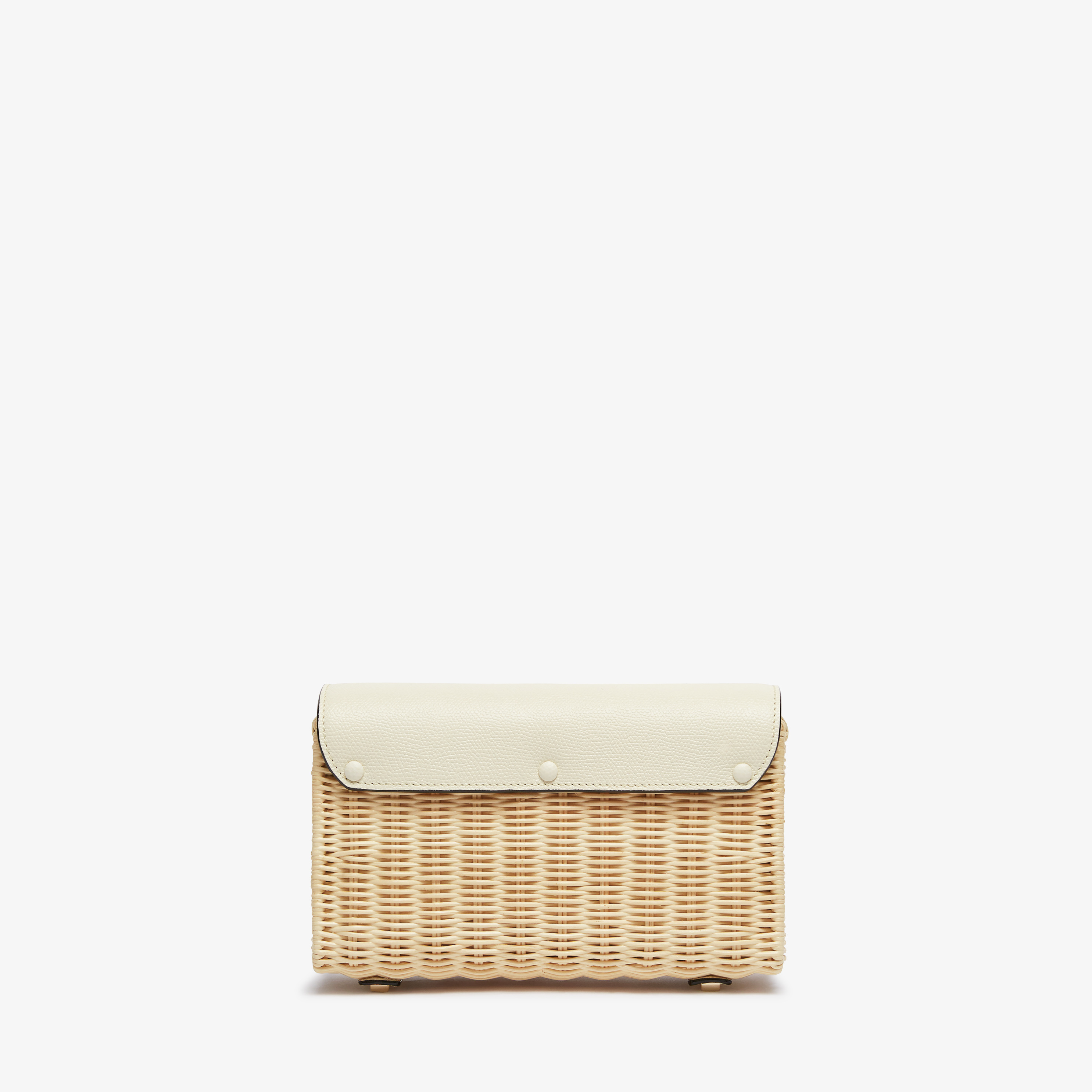 Women's Beige & White Leather Wicker Clutch | Valextra Iside