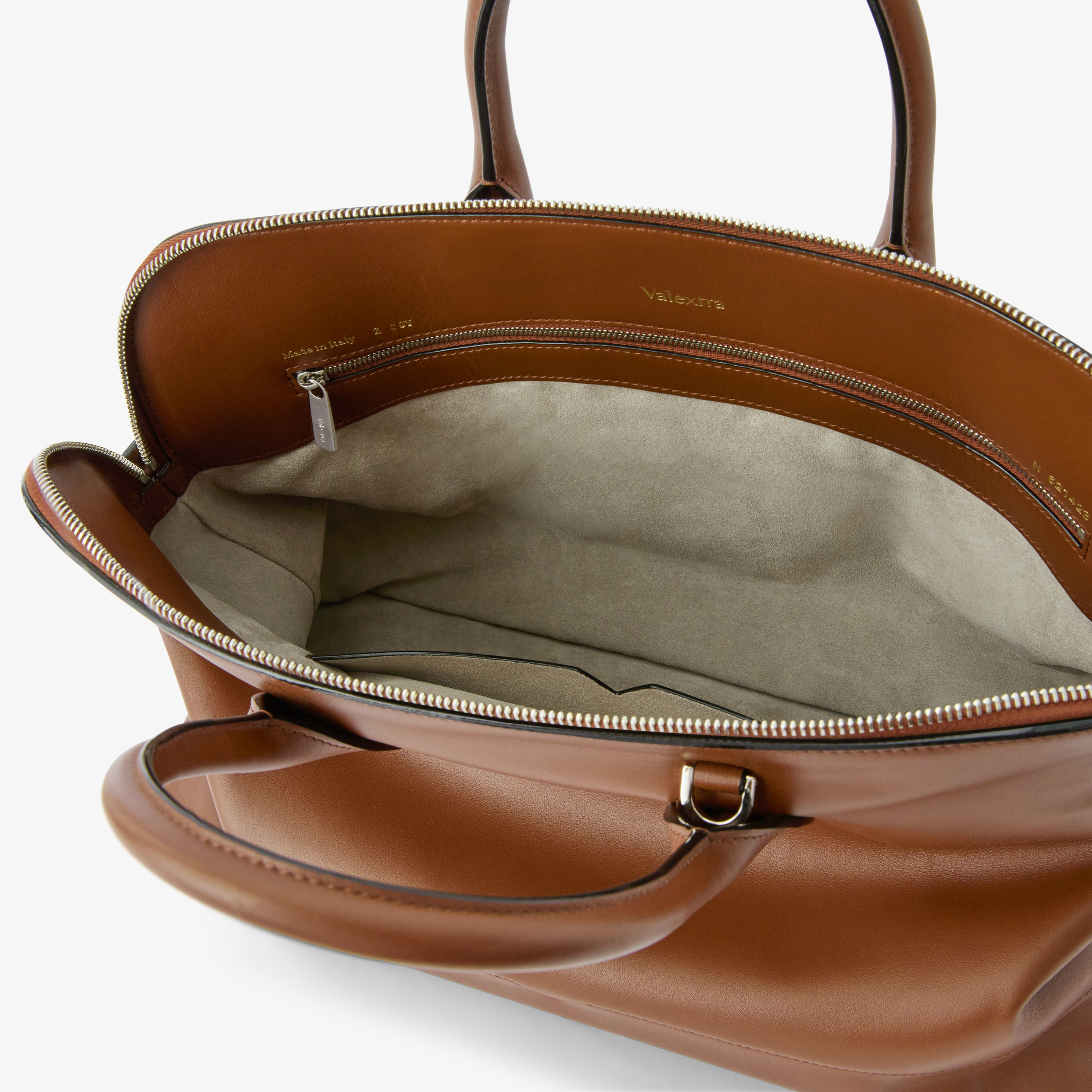 Women's Brown Luxury Leather Bowling Medium Bag | Valextra My Logo