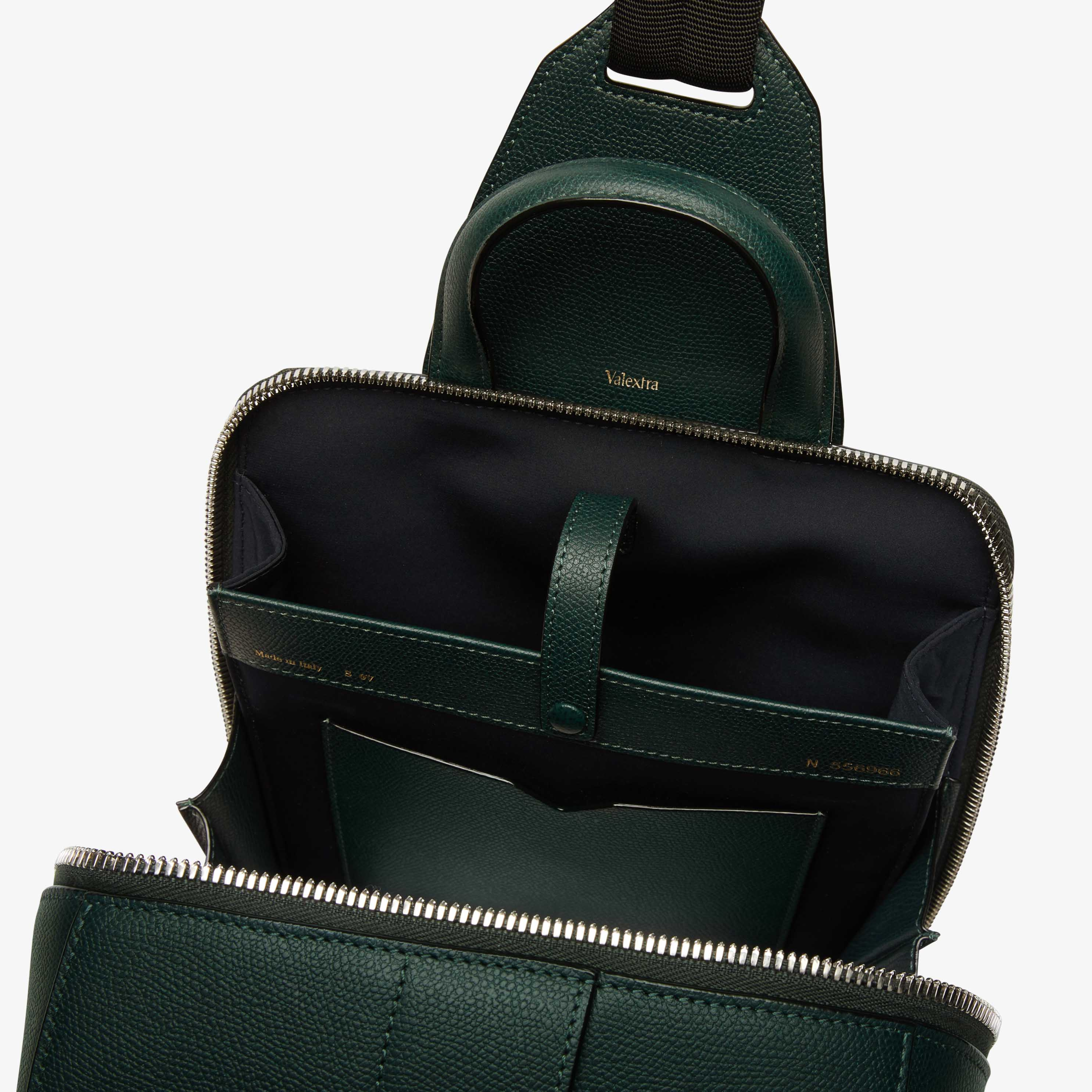Men's Green Leather One Shoulder Backpack | Valextra V-Line