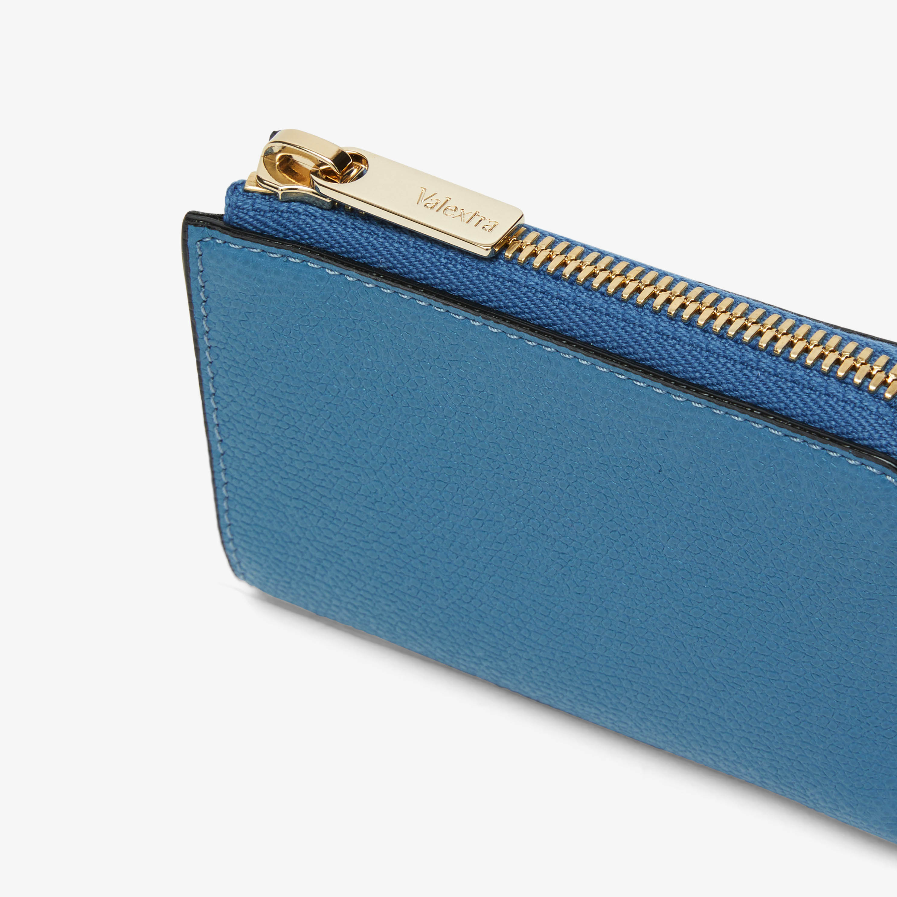 Cobalt Blue Leather Zipped Key Holder | Valextra Zip Around