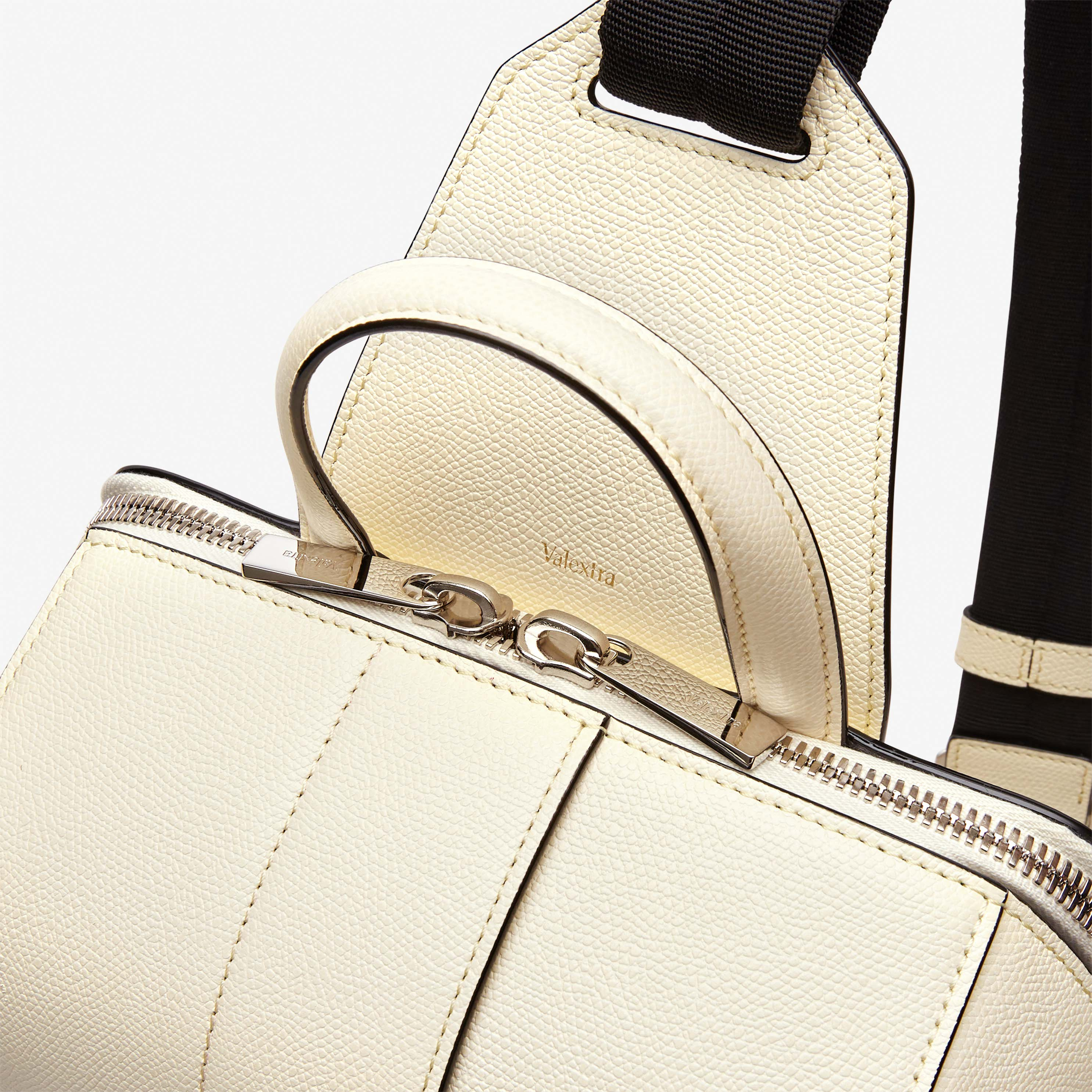 Valextra V-Line: White Leather single strap backpack