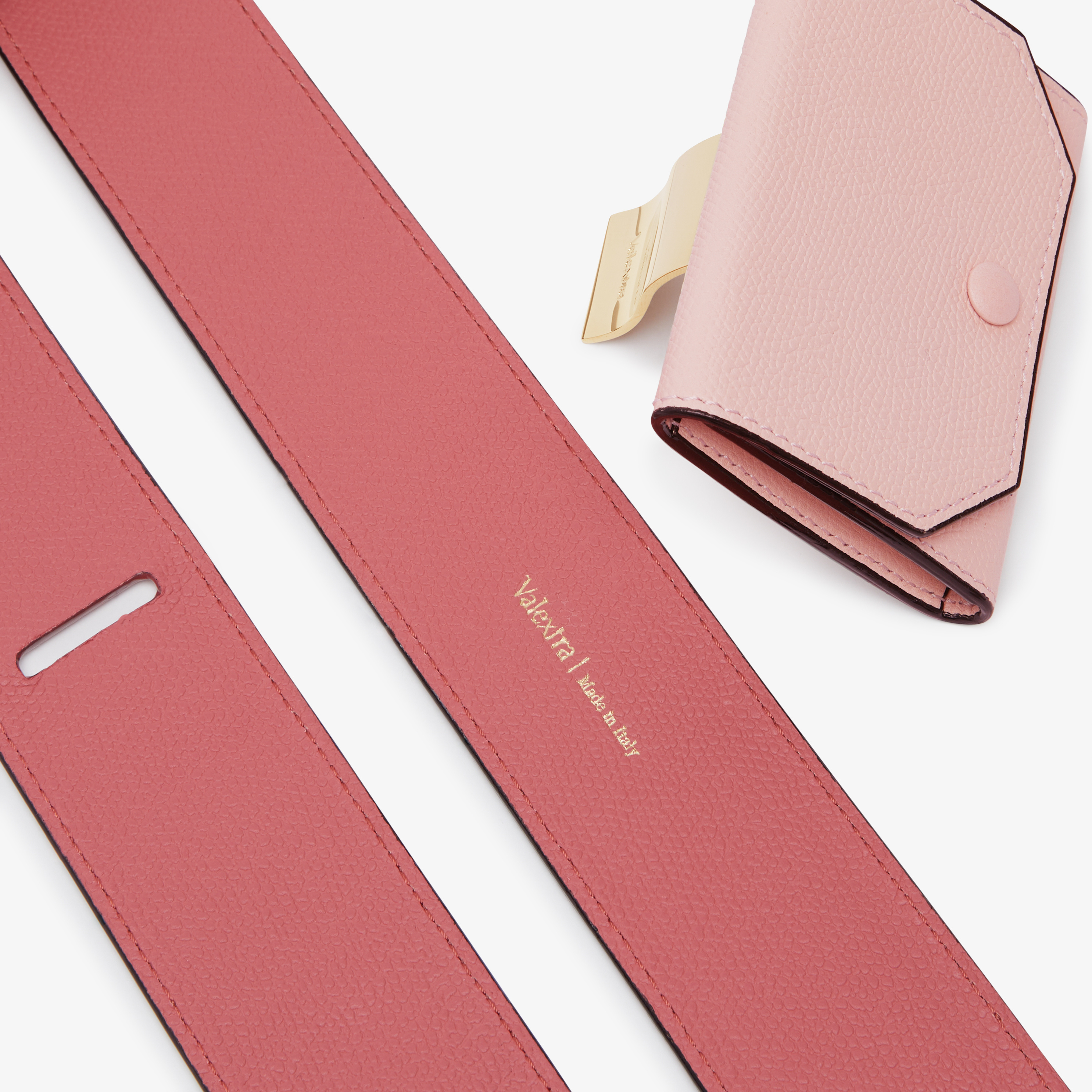 Women's Pink Grained Leather Luxury Shoulder Strap | Valextra