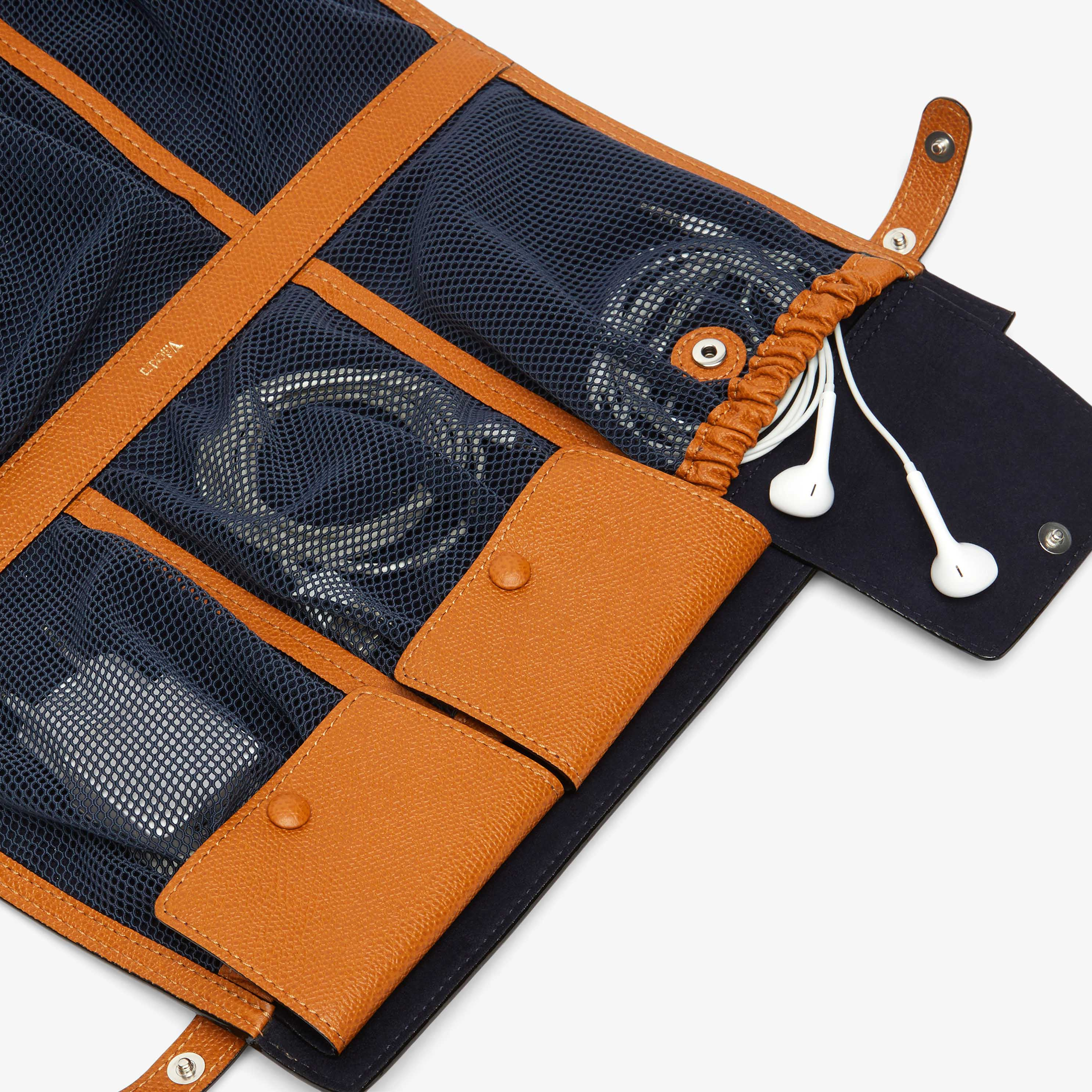 Brown Leather travel folding cable organizer | Valextra