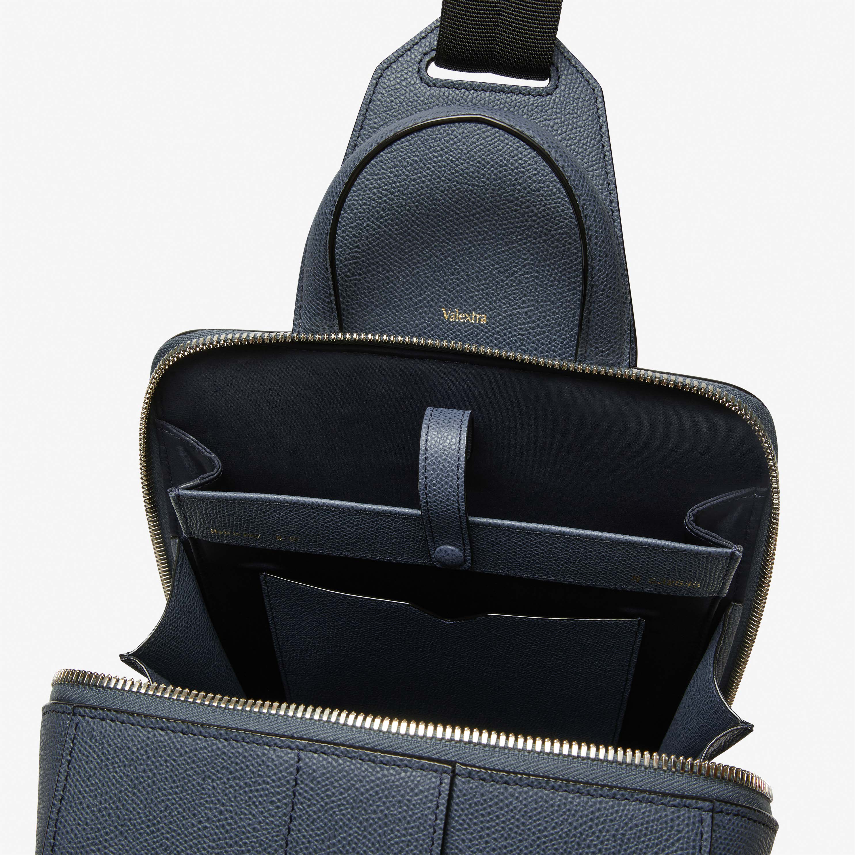 Grey Leather one shoulder backpack | Valextra V-Line