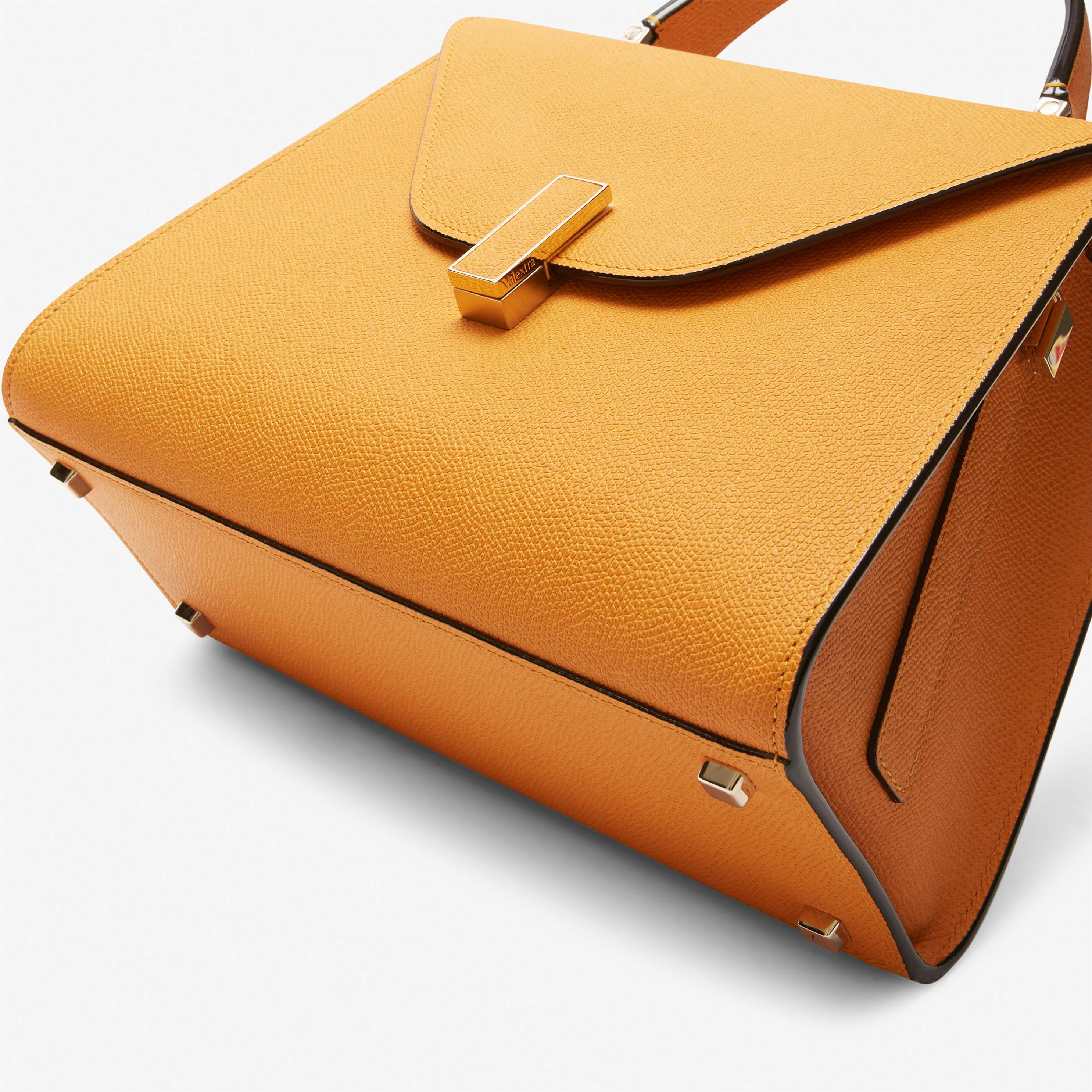 Yellow Leather Medium top hand bag with strap | Valextra Iside