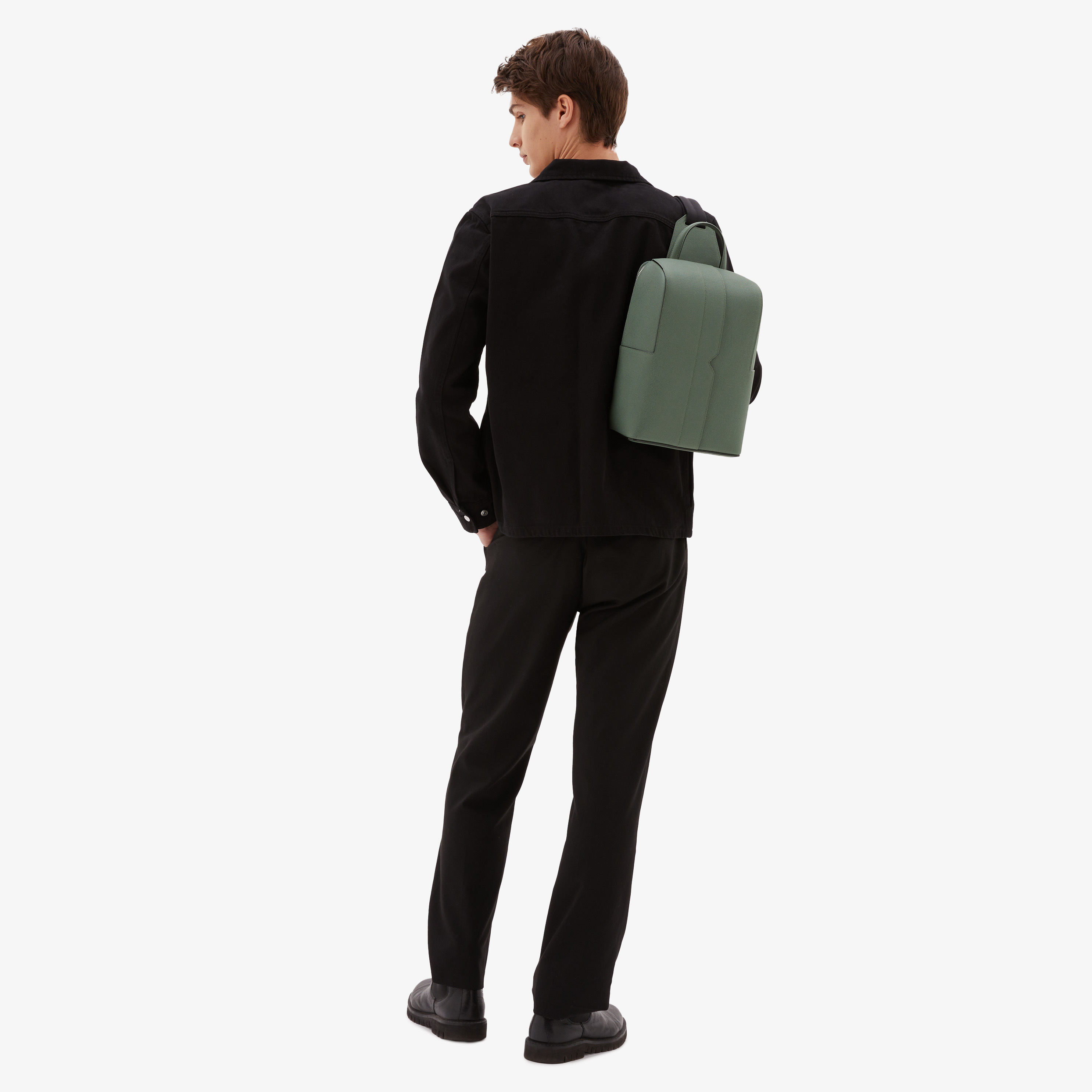 Men's Green Luxury One Shoulder Backpack | Valextra V-Line