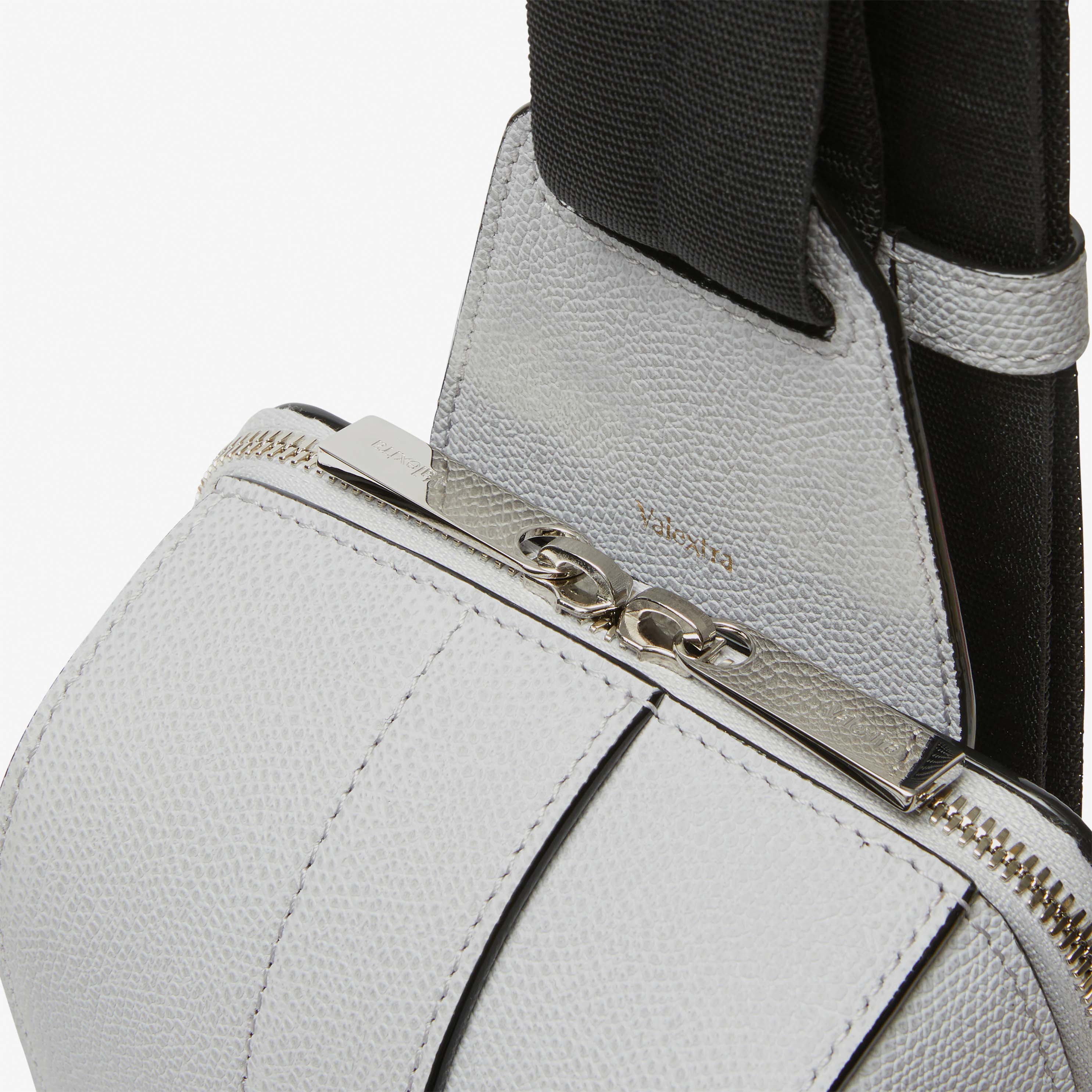 Grey Leather one shoulder compact backpack | Valextra V-Line