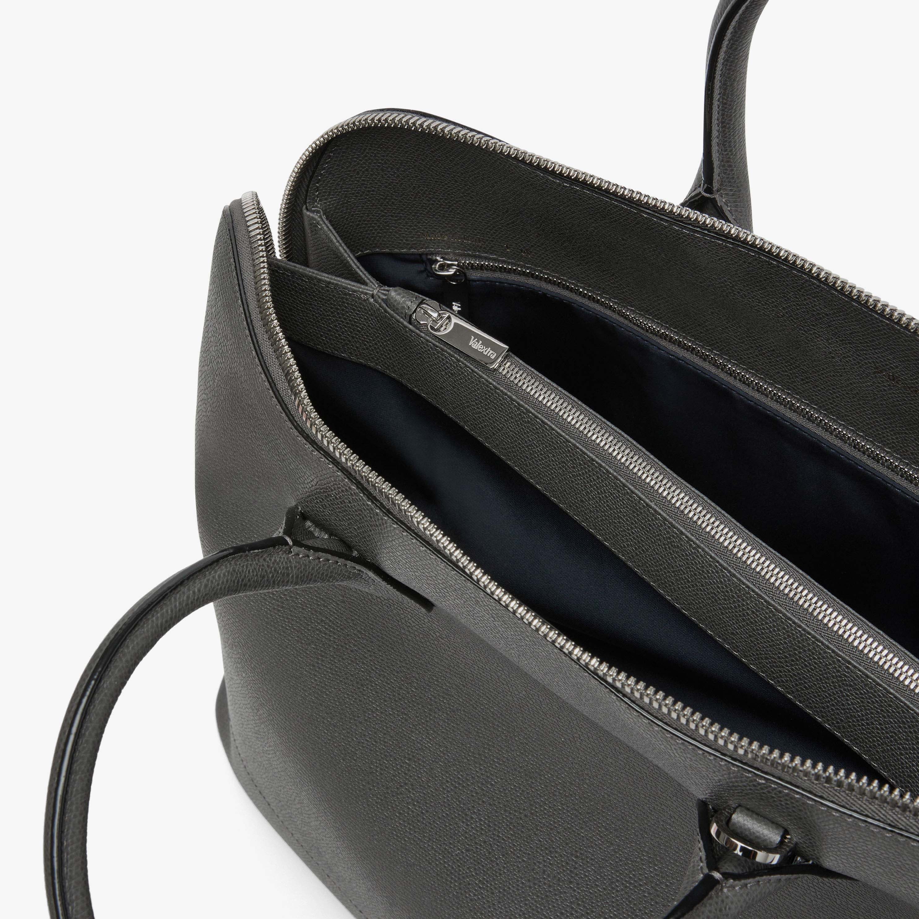 Grey Leather tote bag with shoulder strap | Valextra My Logo