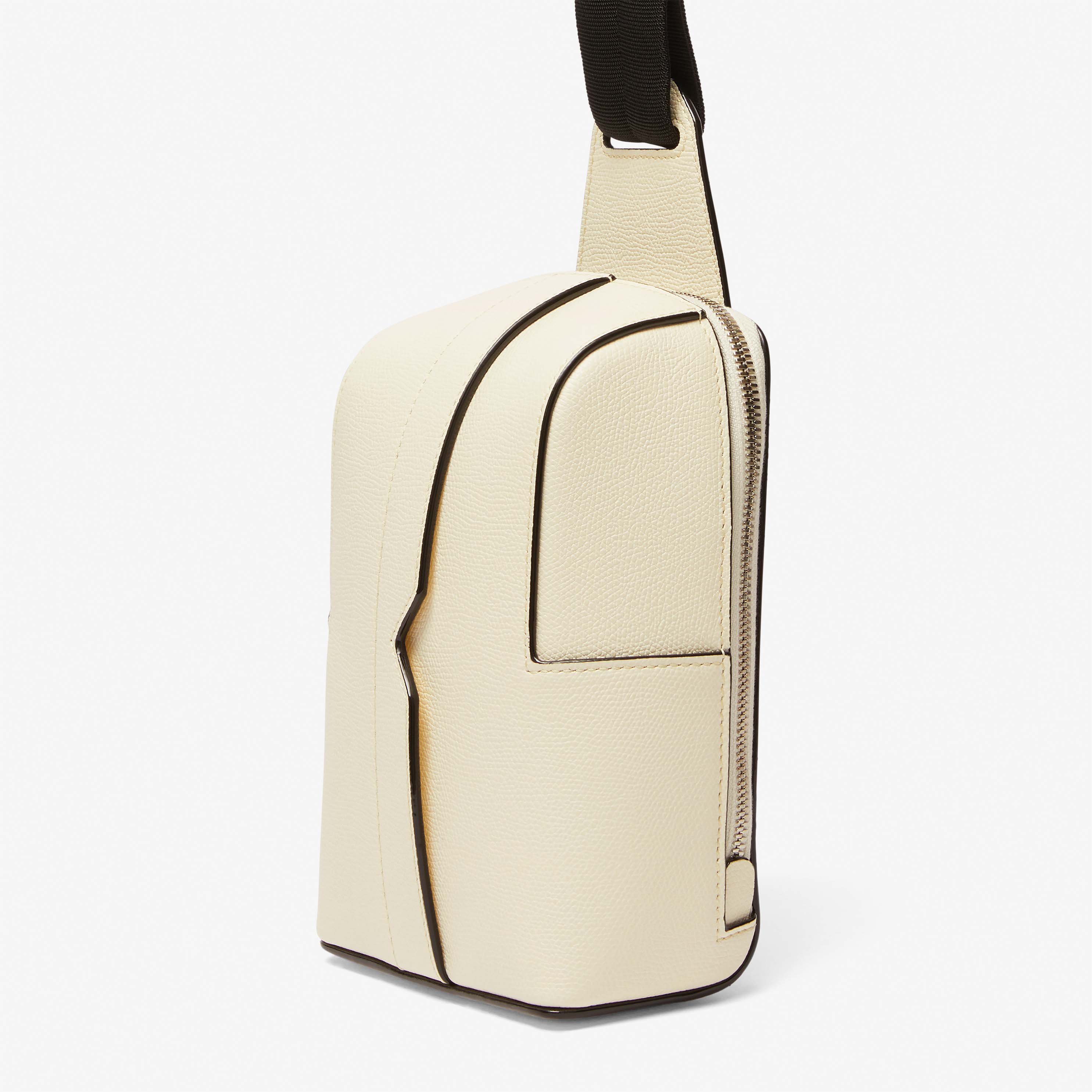 White Leather one shoulder Mini backpack | Valextra V-Line