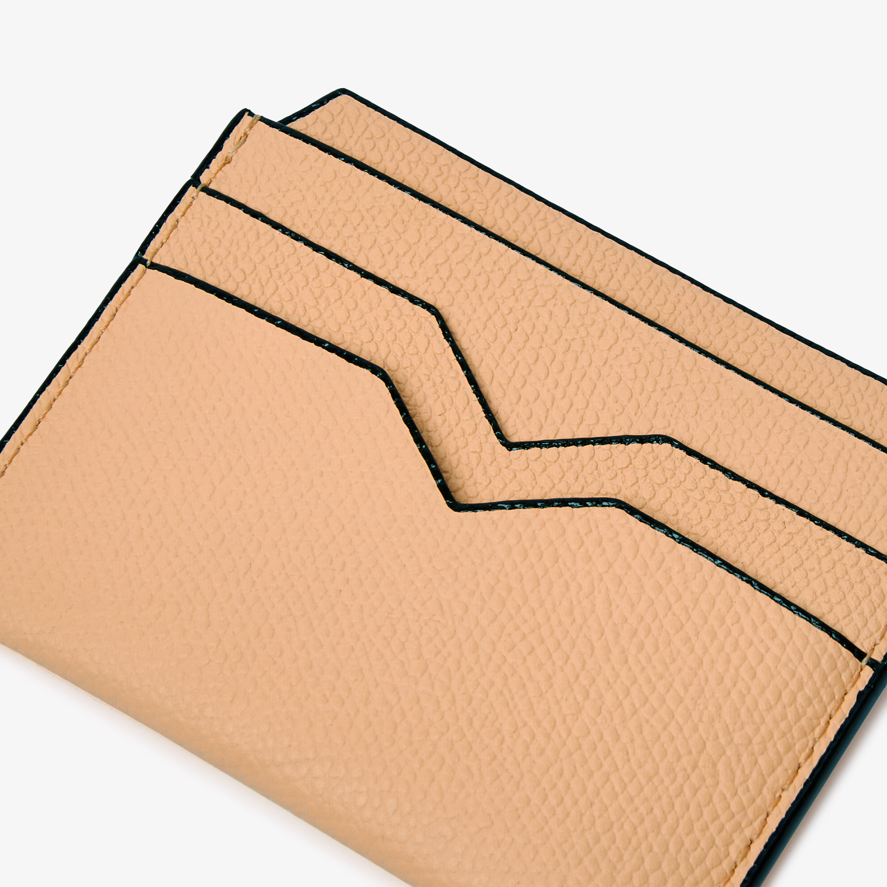 Women's Light orange Grained Leather Luxury card case | Valextra