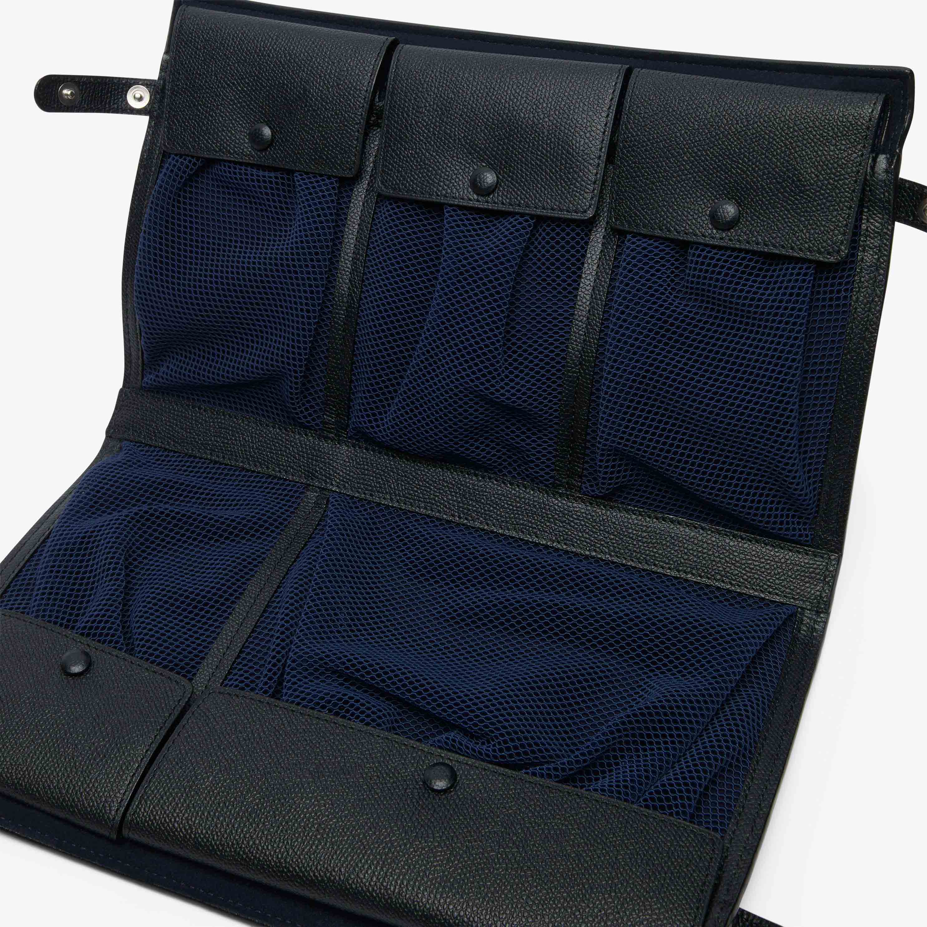 Black Leather folding travel cable carrier | Valextra