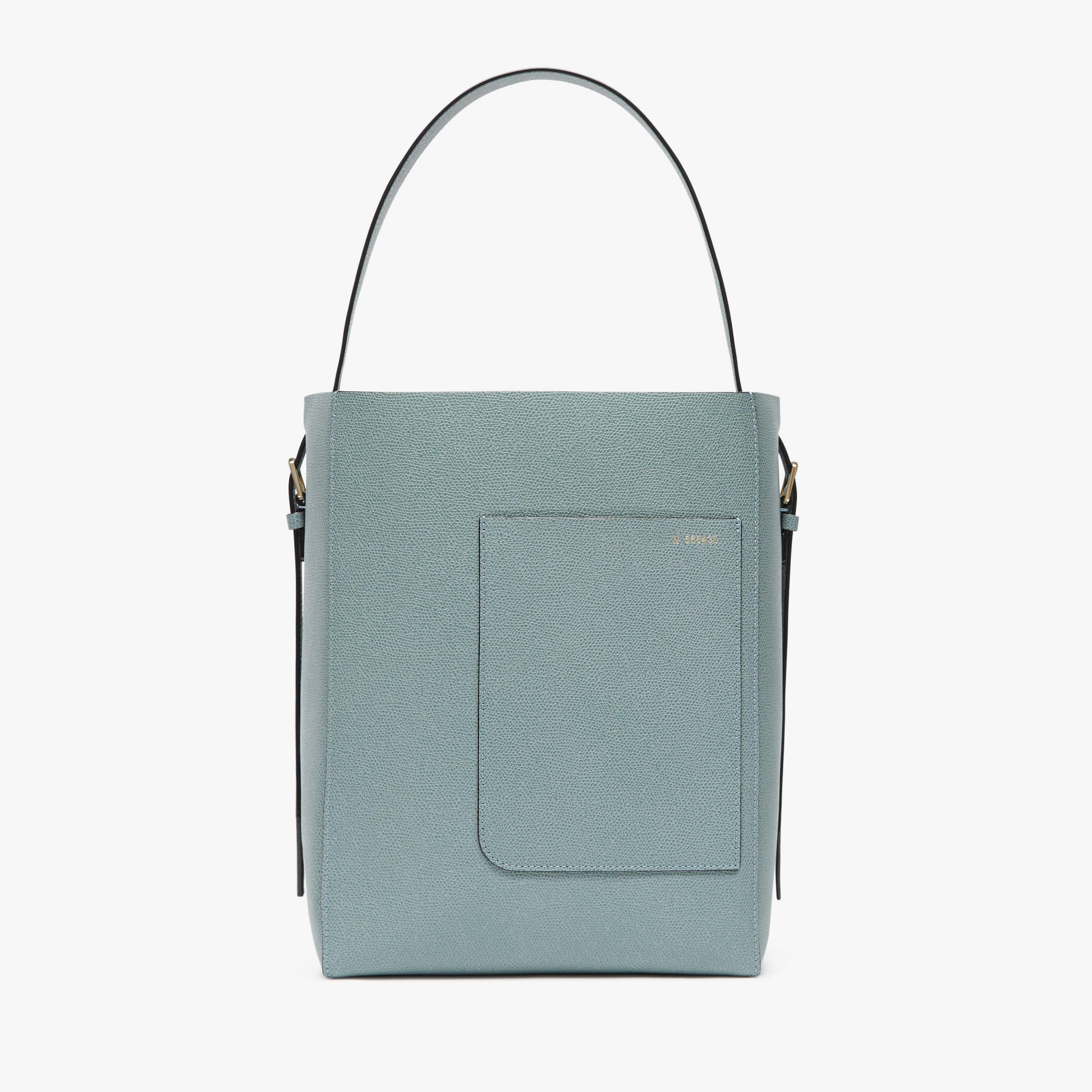 Women's Smokey Blue Luxury Bucket Medium bag | Valextra Soft