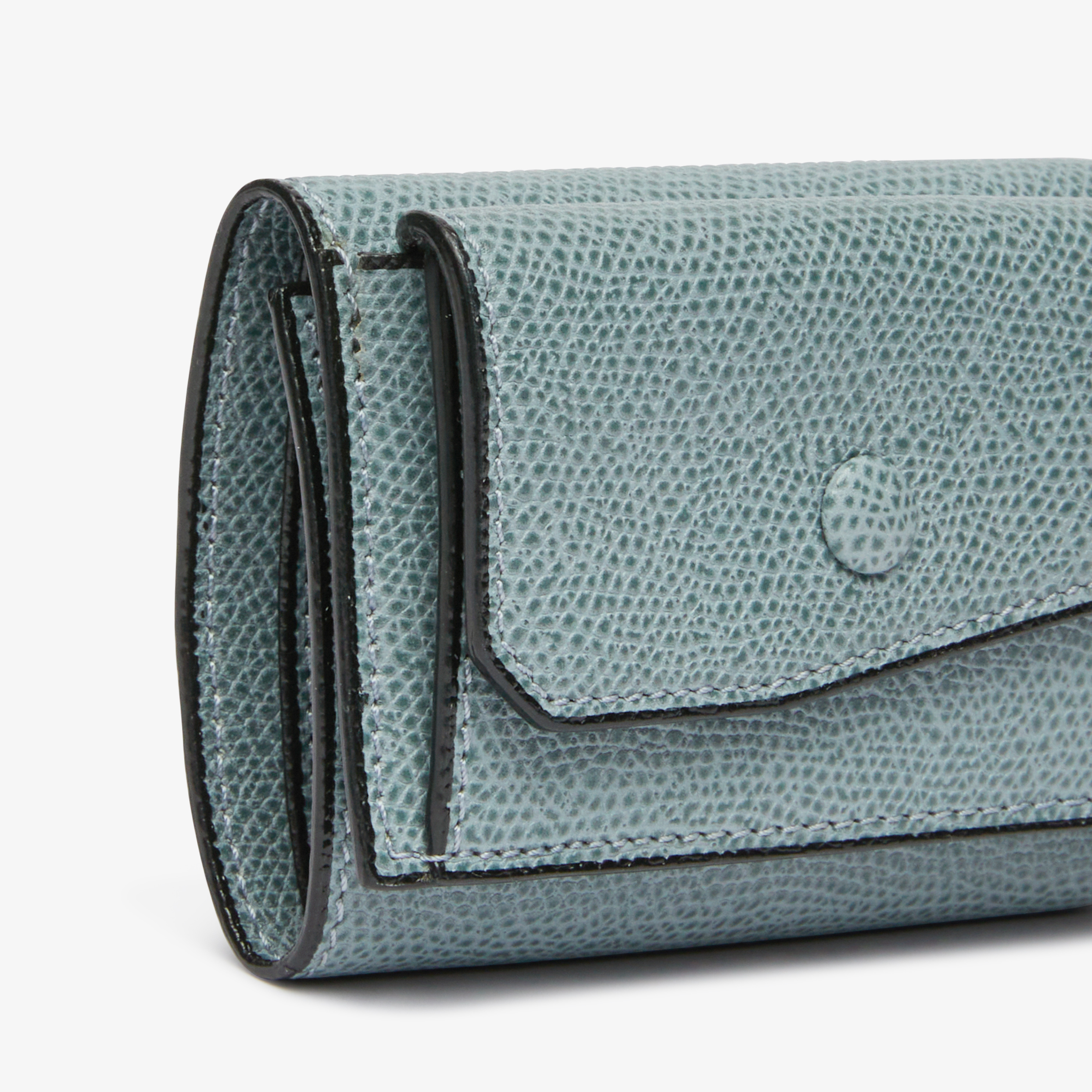 Smokey Blue Leather Small Wallet with Coin Holder | Valextra