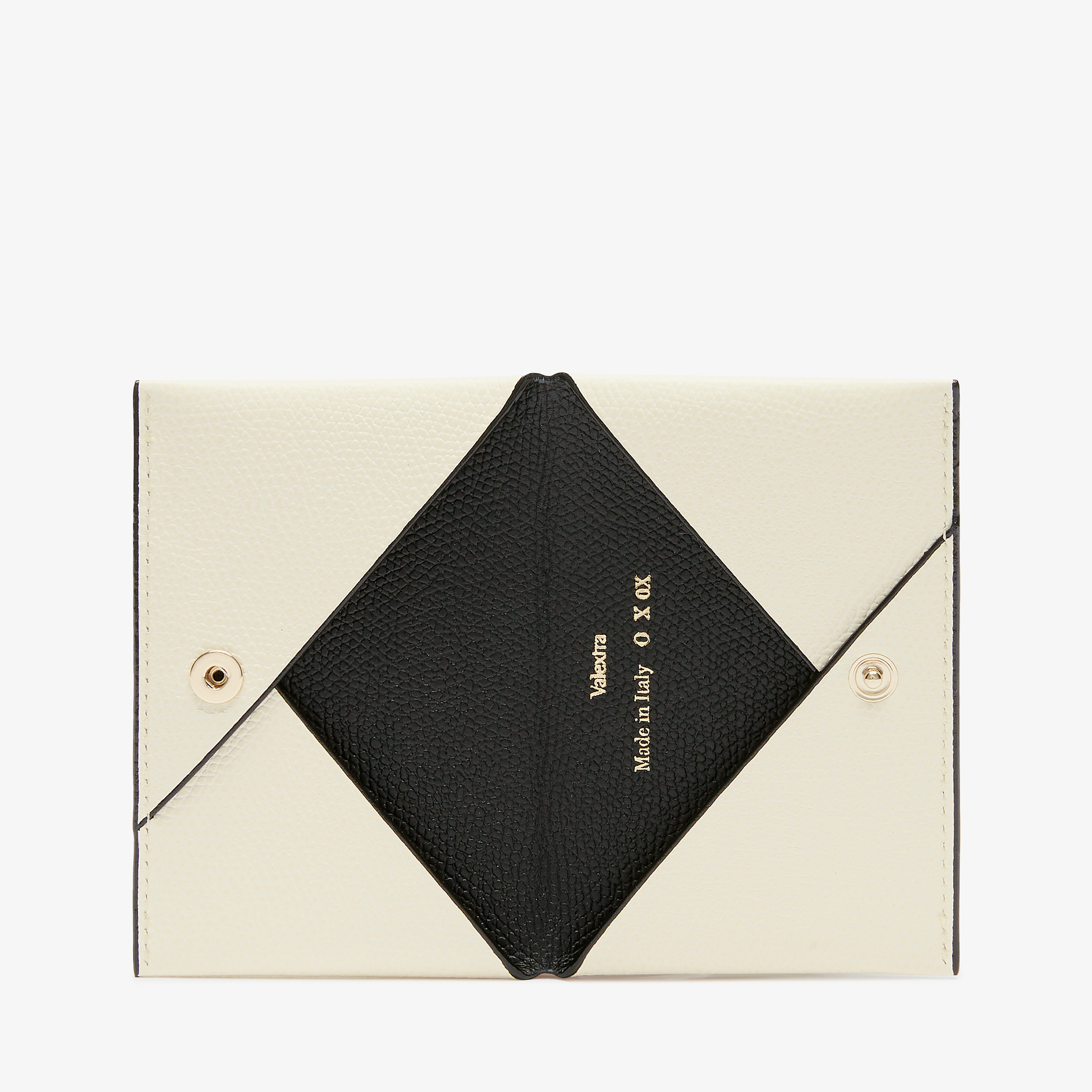 Women's Black & White Leather small Luxury card case | Valextra