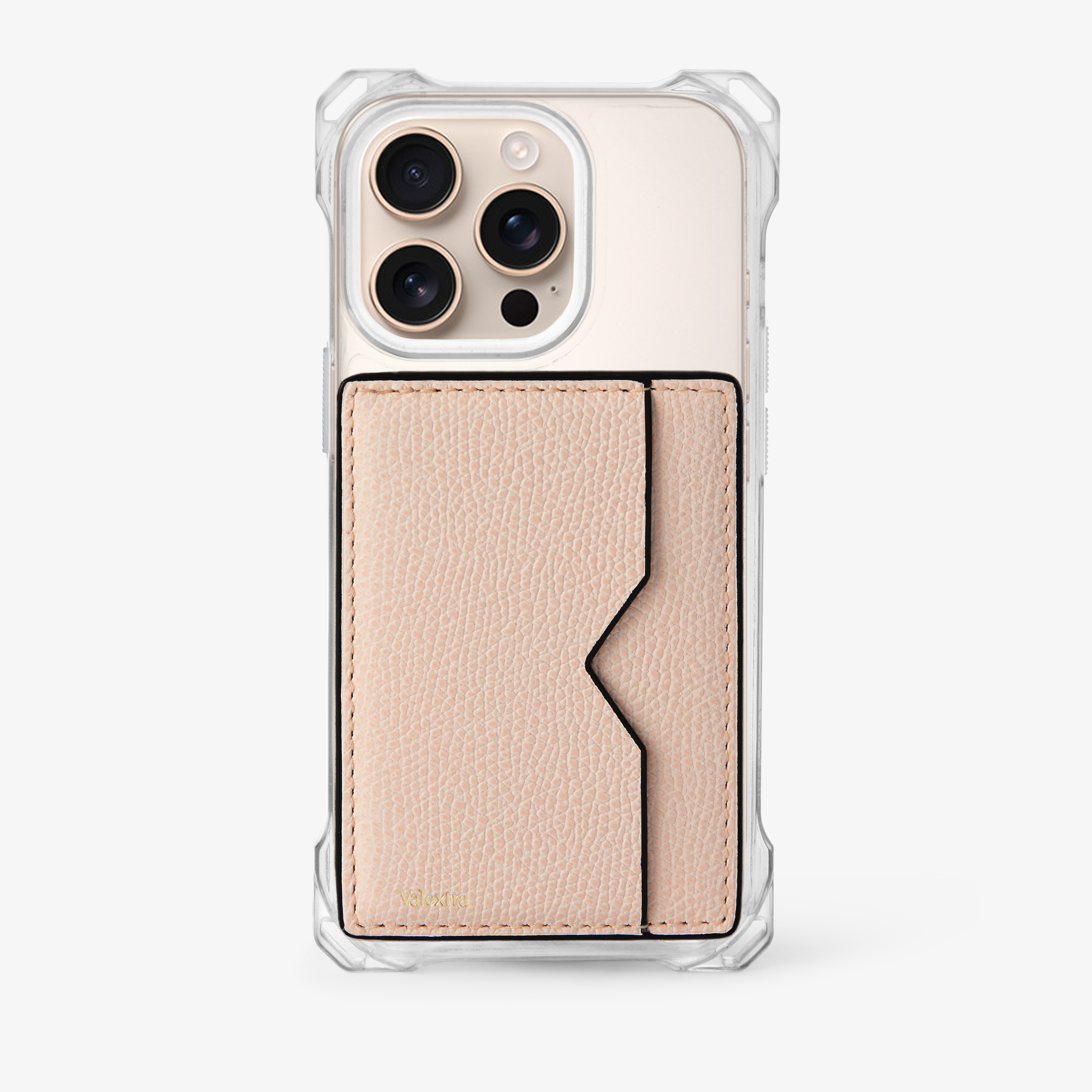 Pink Grained Leather Luxury Magnetic Card Case | Valextra
