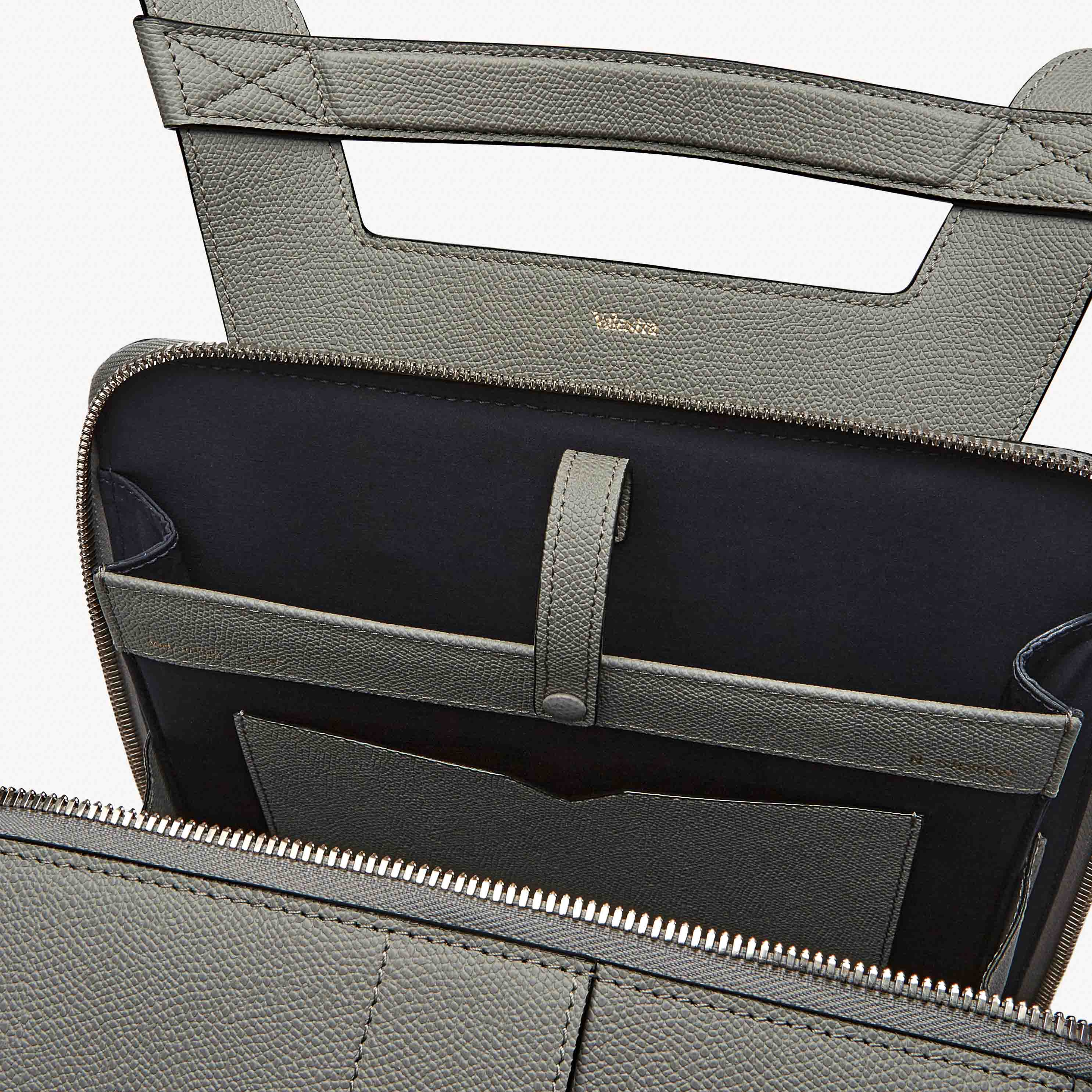 Men's Gray Luxury Grained Leather backpack | Valextra V-Line