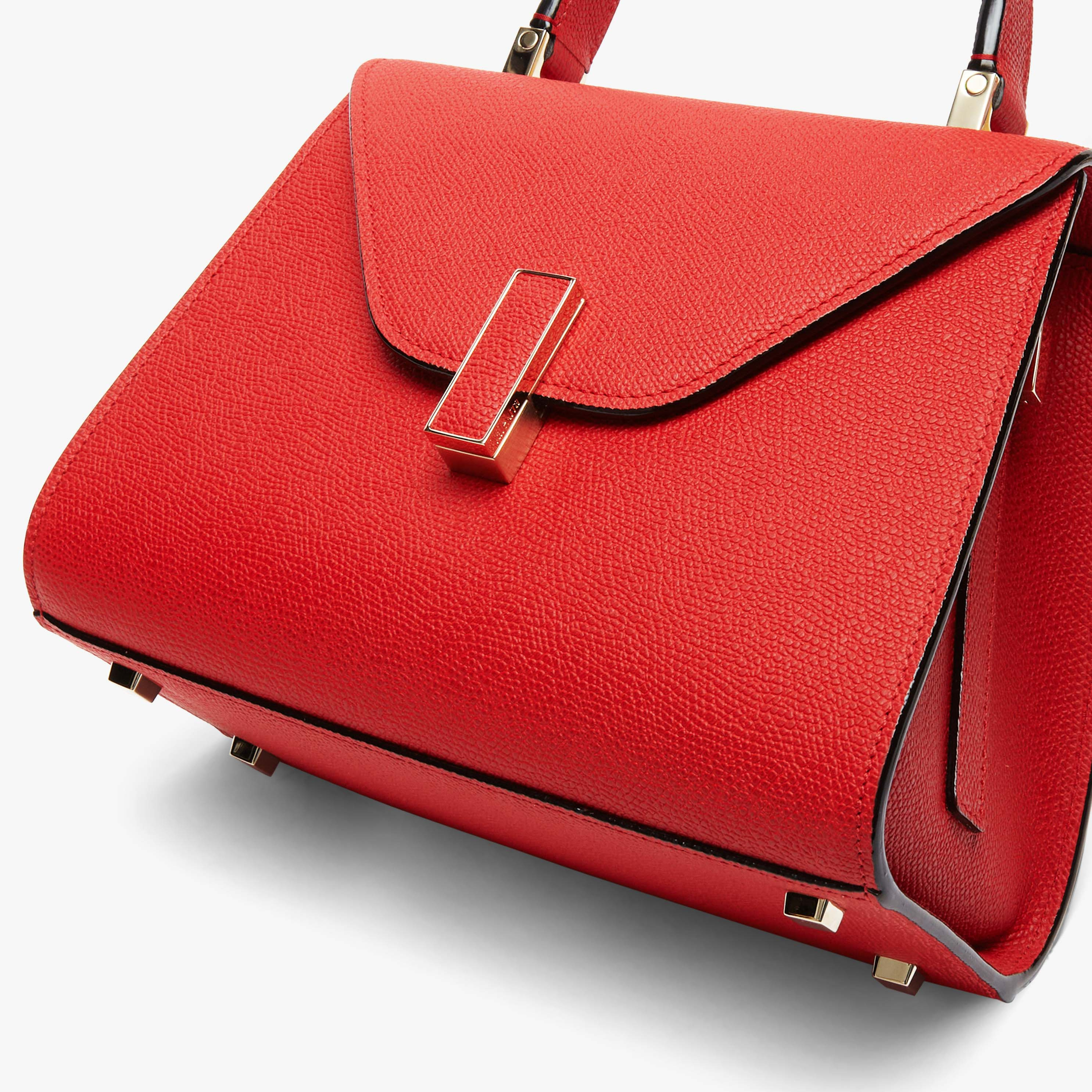 Red Hammered leather Micro top handle bag | Valextra Iside